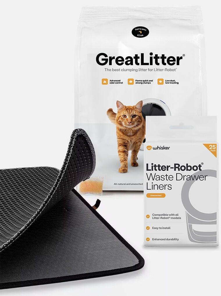 Litter-Robot EVO Starter Bundle, Incl GreatLitter, Mat & More